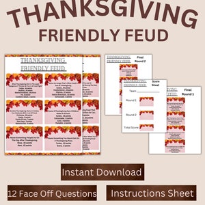 Printable Thanksgiving Family Feud Game: Party Trivia (digital Download ...