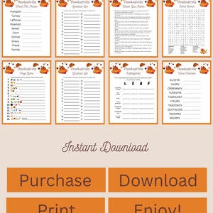 Thanksgiving Printable Games Bundle - Thanksgiving Party Games ...