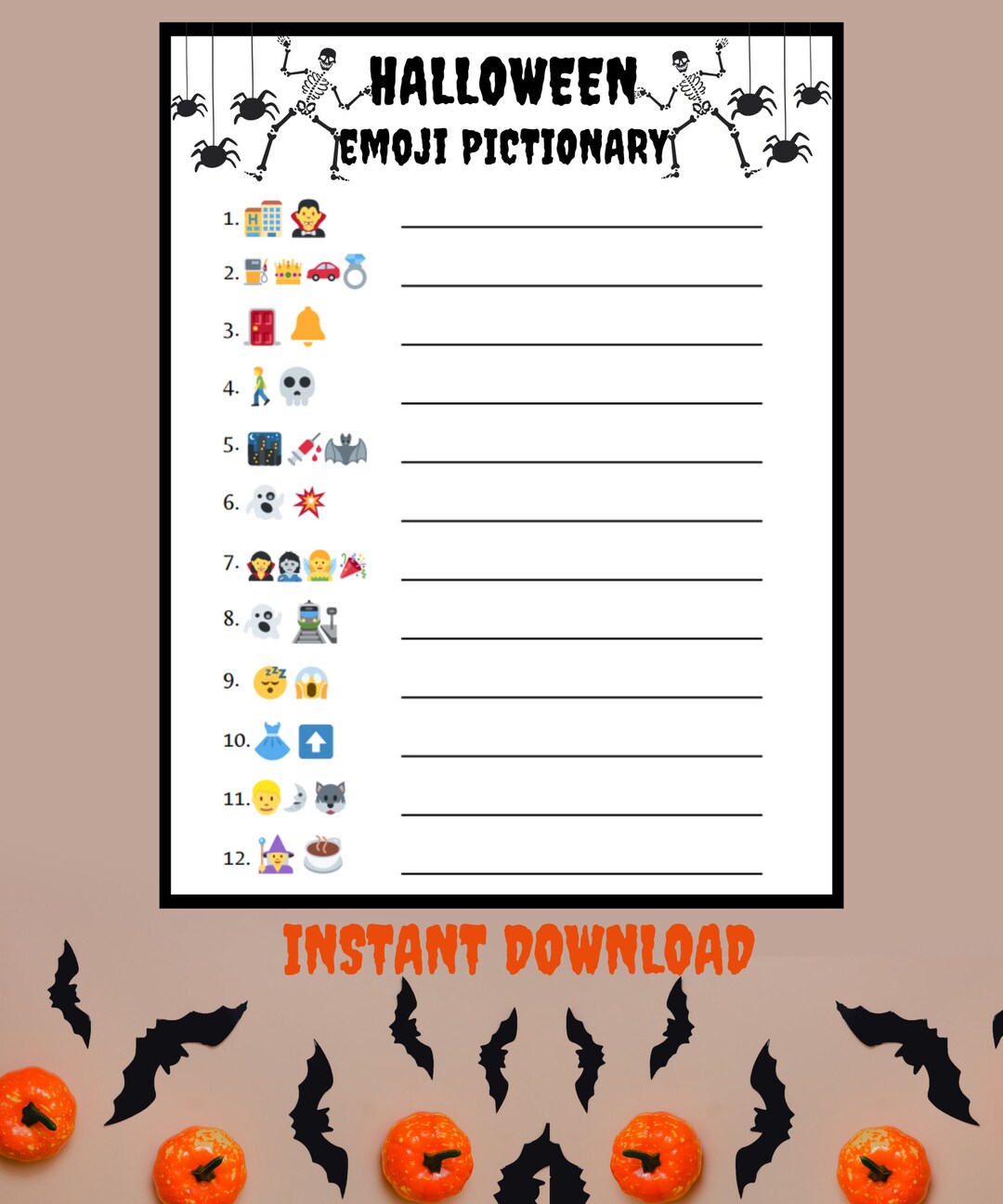 Halloween Emoji Pictionary - Halloween Printable Party Games ...