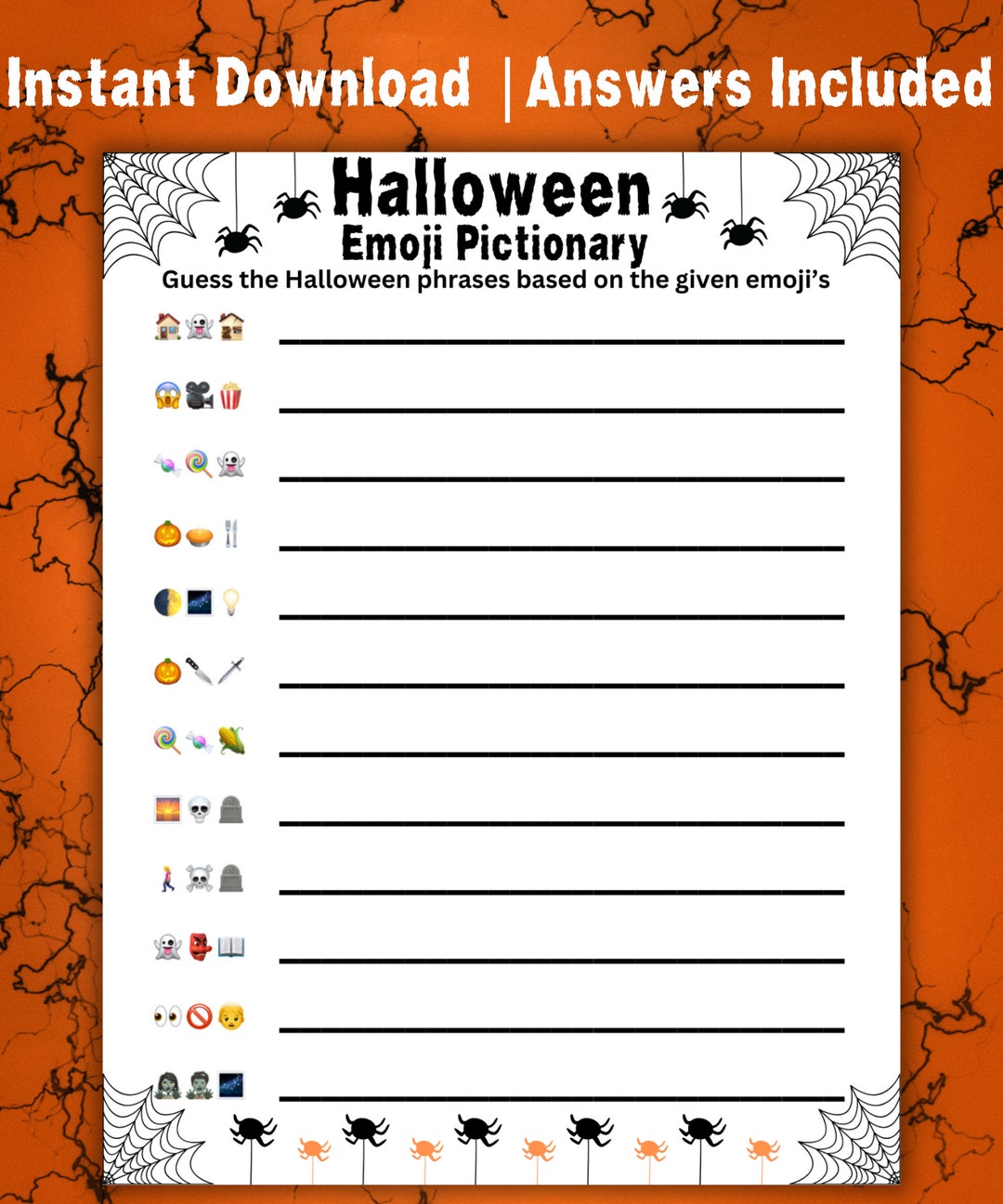 Halloween Emoji Pictionary Game - Halloween Printable Party Games ...