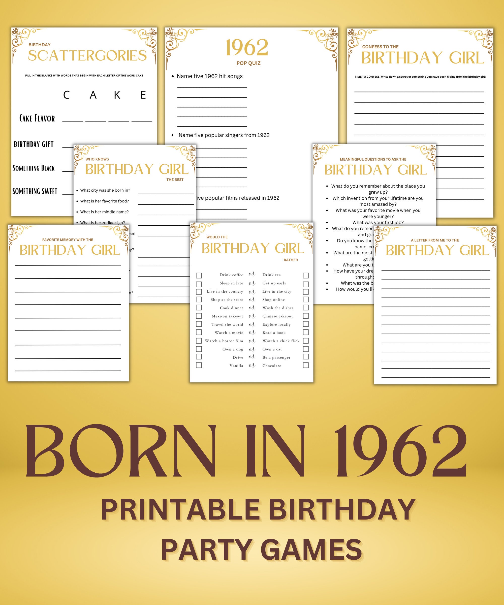 Printable 60th Birthday Party Games 60th Birthday Games Born In 1963