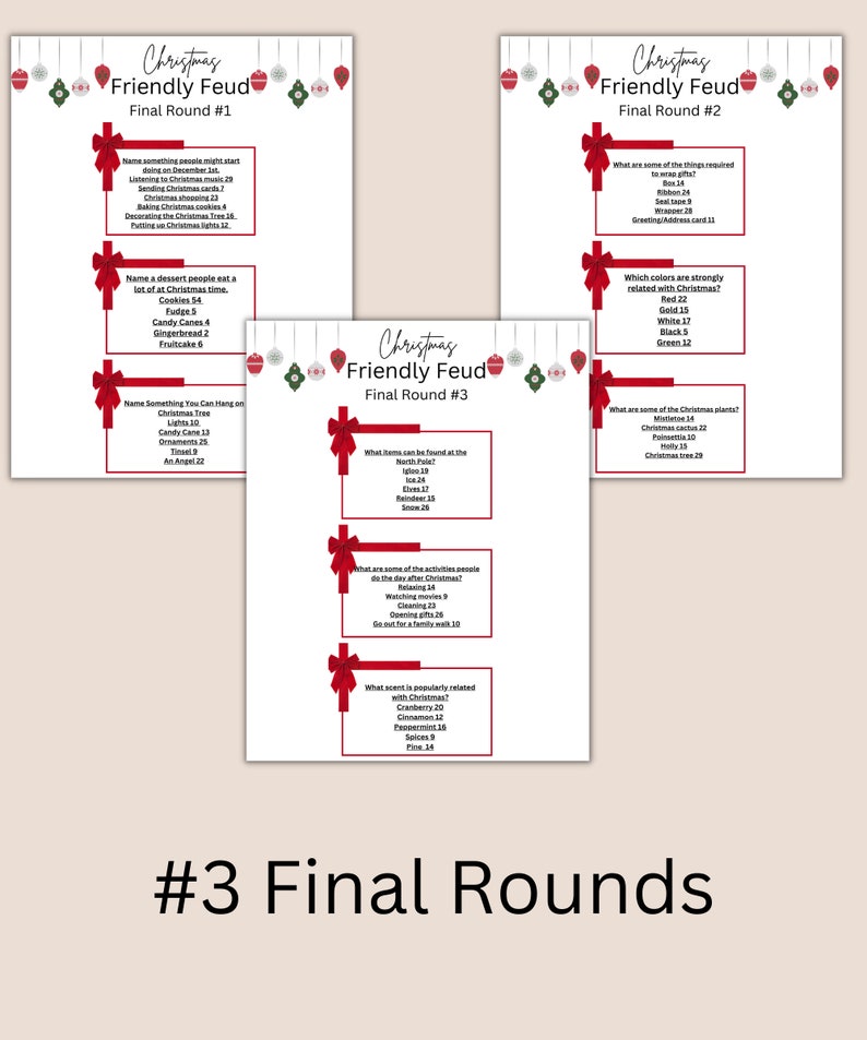 Christmas Friendly Feud Game – Printable Holiday Trivia (instant ...