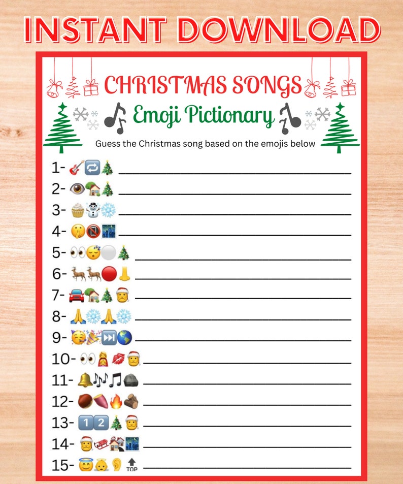 Christmas Emoji Pictionary - Christmas Printable Party Games ...