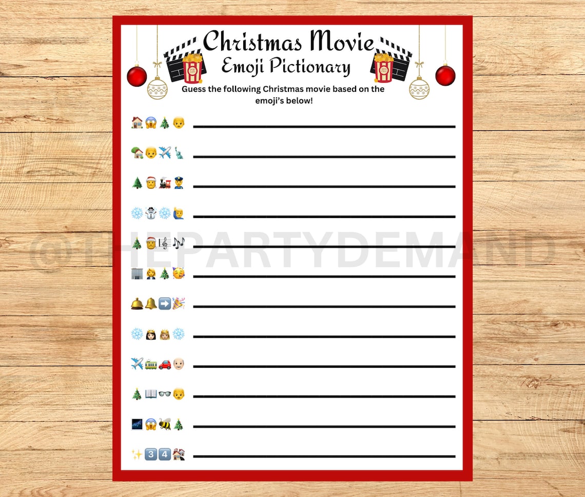 Christmas Movie Emoji Pictionary - Christmas Movies Game - Emoji Game ...
