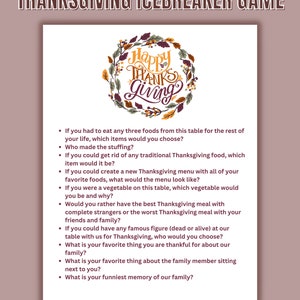 Thanksgiving Icebreaker Game printable Thanksgiving Games Autumn Games ...