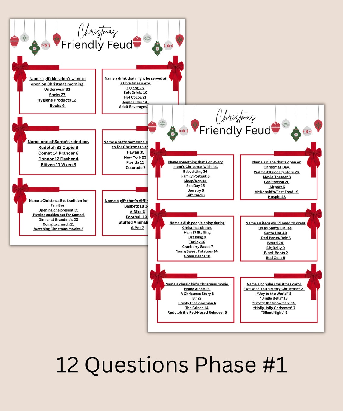 Christmas Friendly Feud Game - Printable Christmas Games - Holiday ...