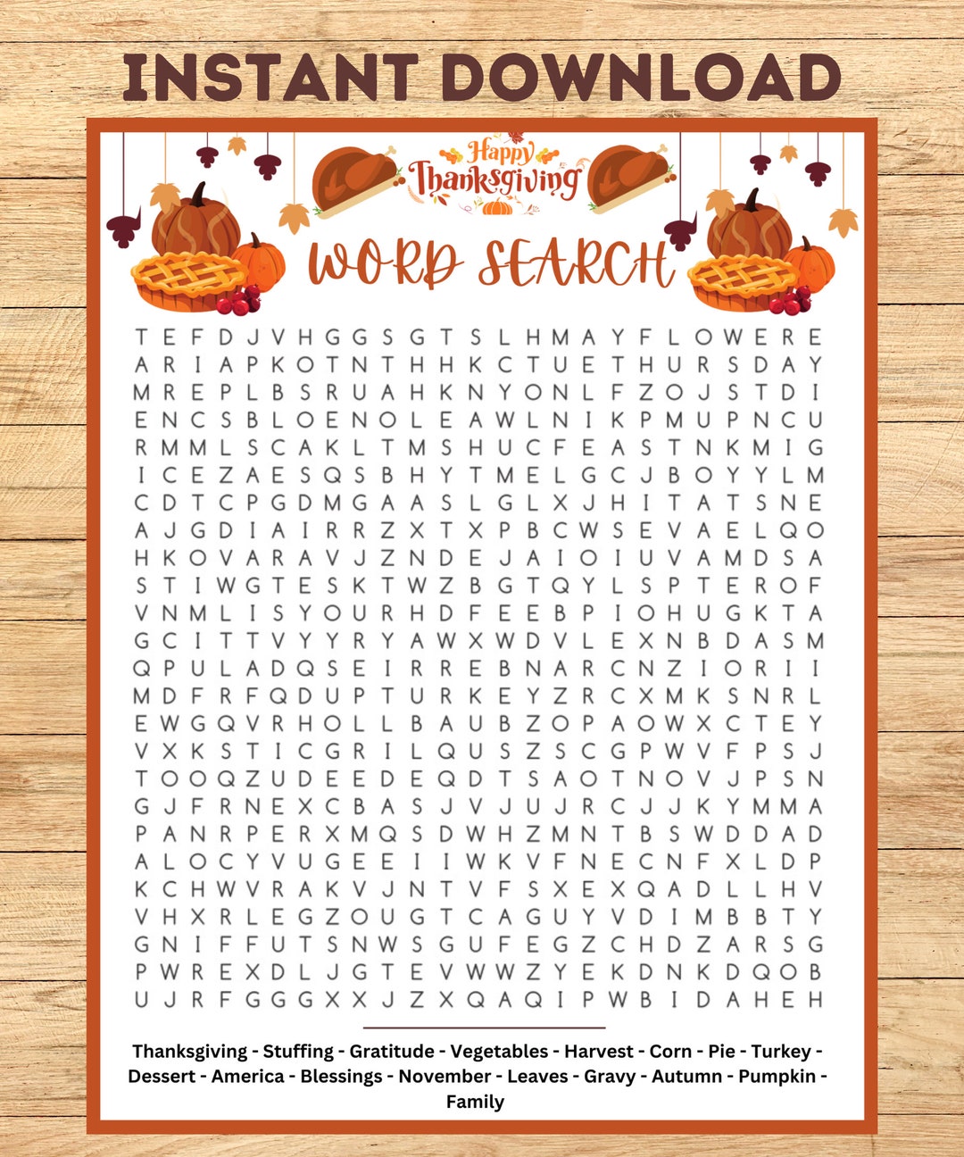 Thanksgiving Word Search Printable - Thanksgiving Party Games Adults ...