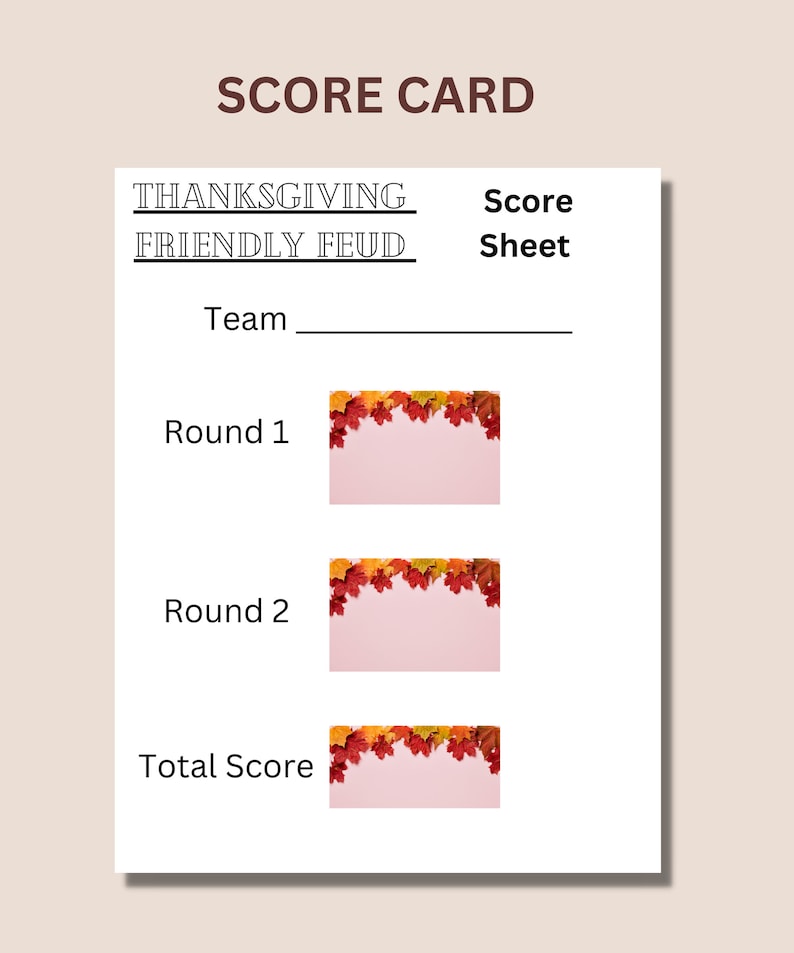 Printable Thanksgiving Family Feud Game: Party Trivia (digital Download ...