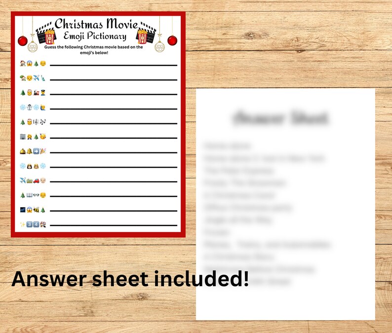 Christmas Movie Emoji Pictionary Game - Printable Holiday Activity (PDF ...