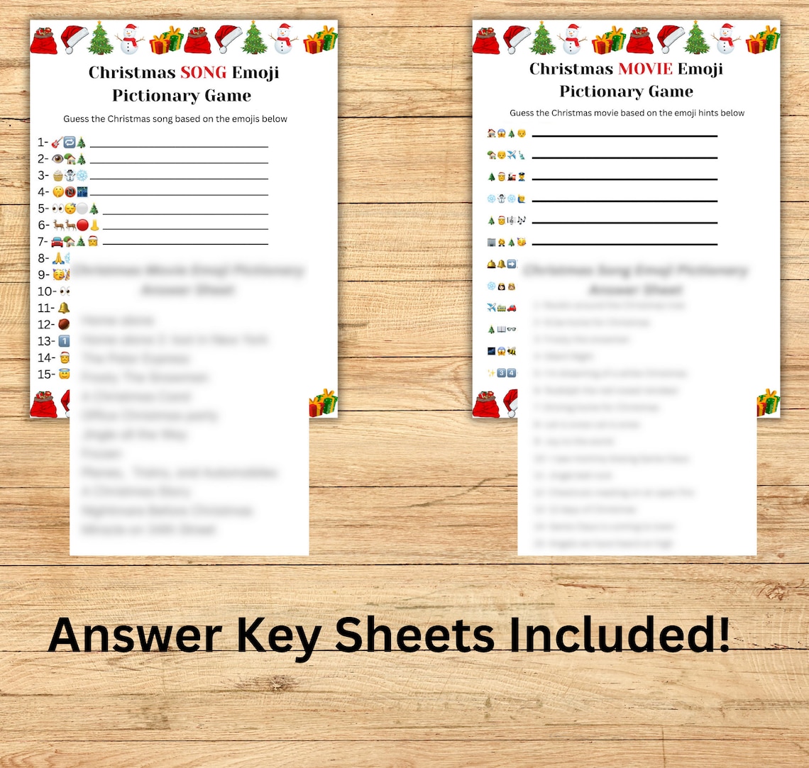 Printable Christmas Party Games Bundle Christmas Trivia Christmas Emoji ...