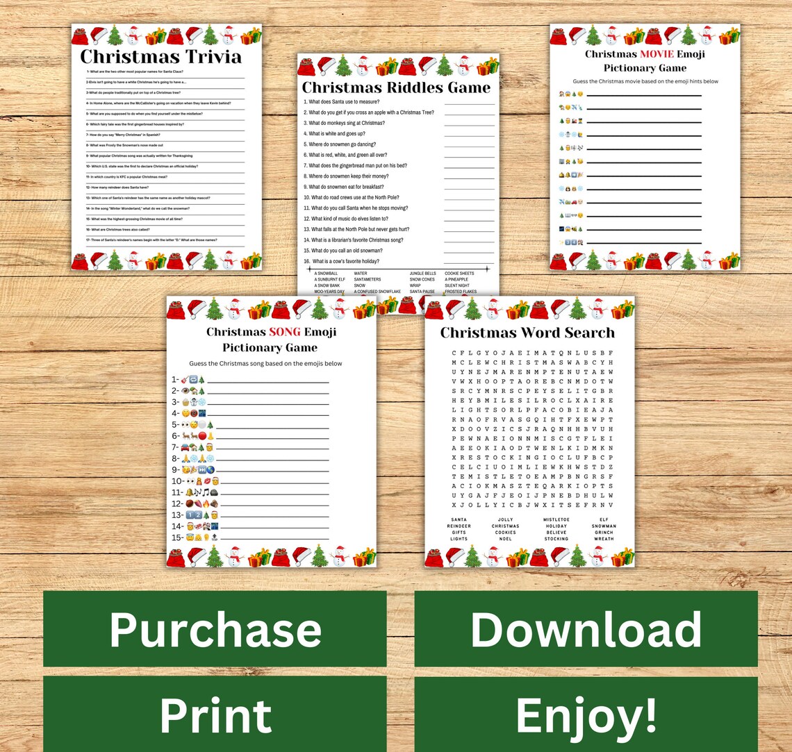 Printable Christmas Party Games Bundle - Christmas Trivia - Christmas ...