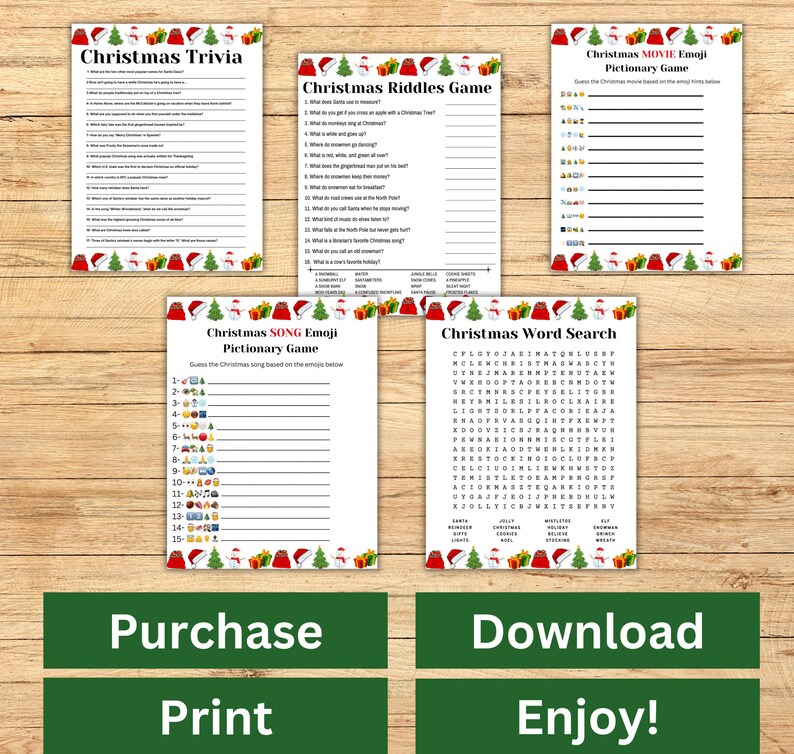 Printable Christmas Party Games Bundle - Christmas Trivia - Christmas ...