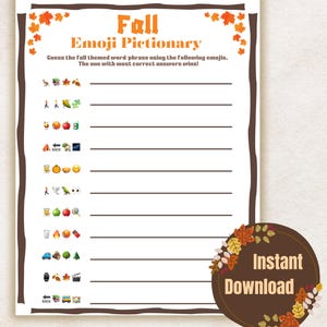 Fall Emoji Pictionary Game: Printable Autumn Activity (PDF Download) - Etsy