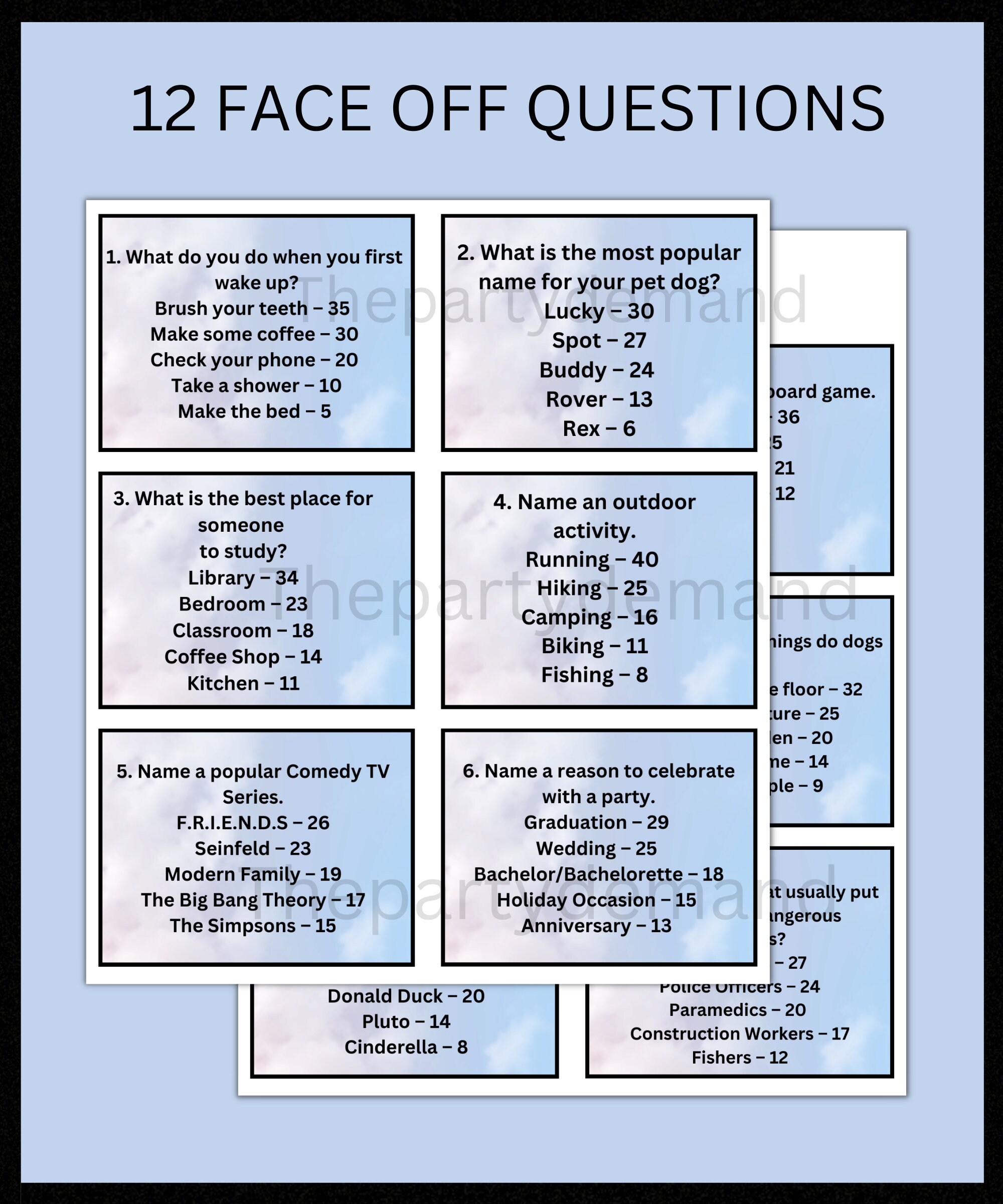 Printable Fun Feud Game Family Game Night Friendly Feud - Etsy