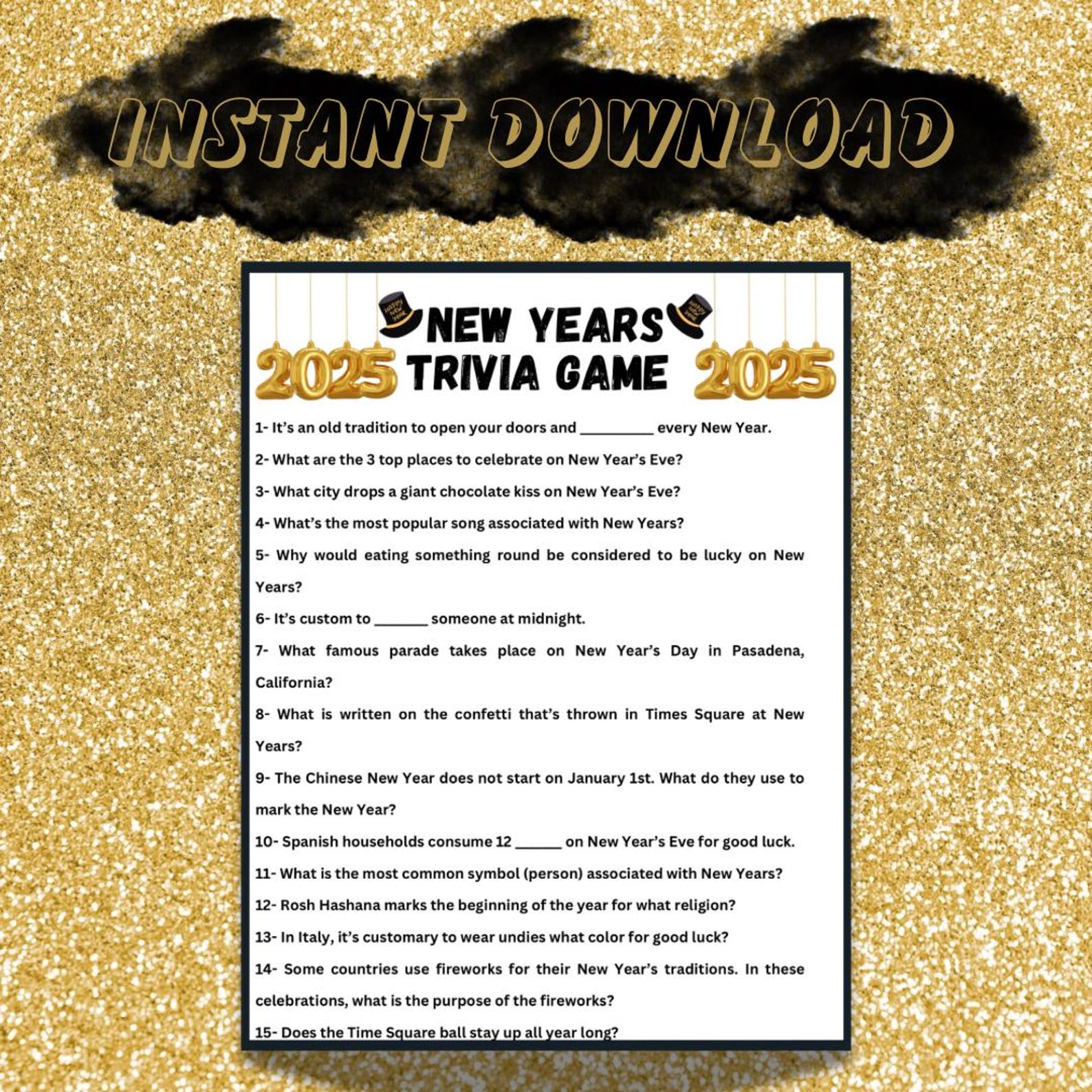 New Years Eve Trivia Game Printable Trivia Sheet New Years Eve Prinatble Games for Kids and ...