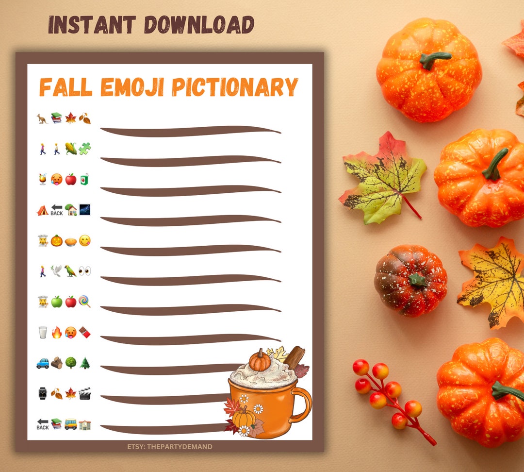 Fall Emoji Game - Fall Printable Games - Printable Emoji Pictionary ...