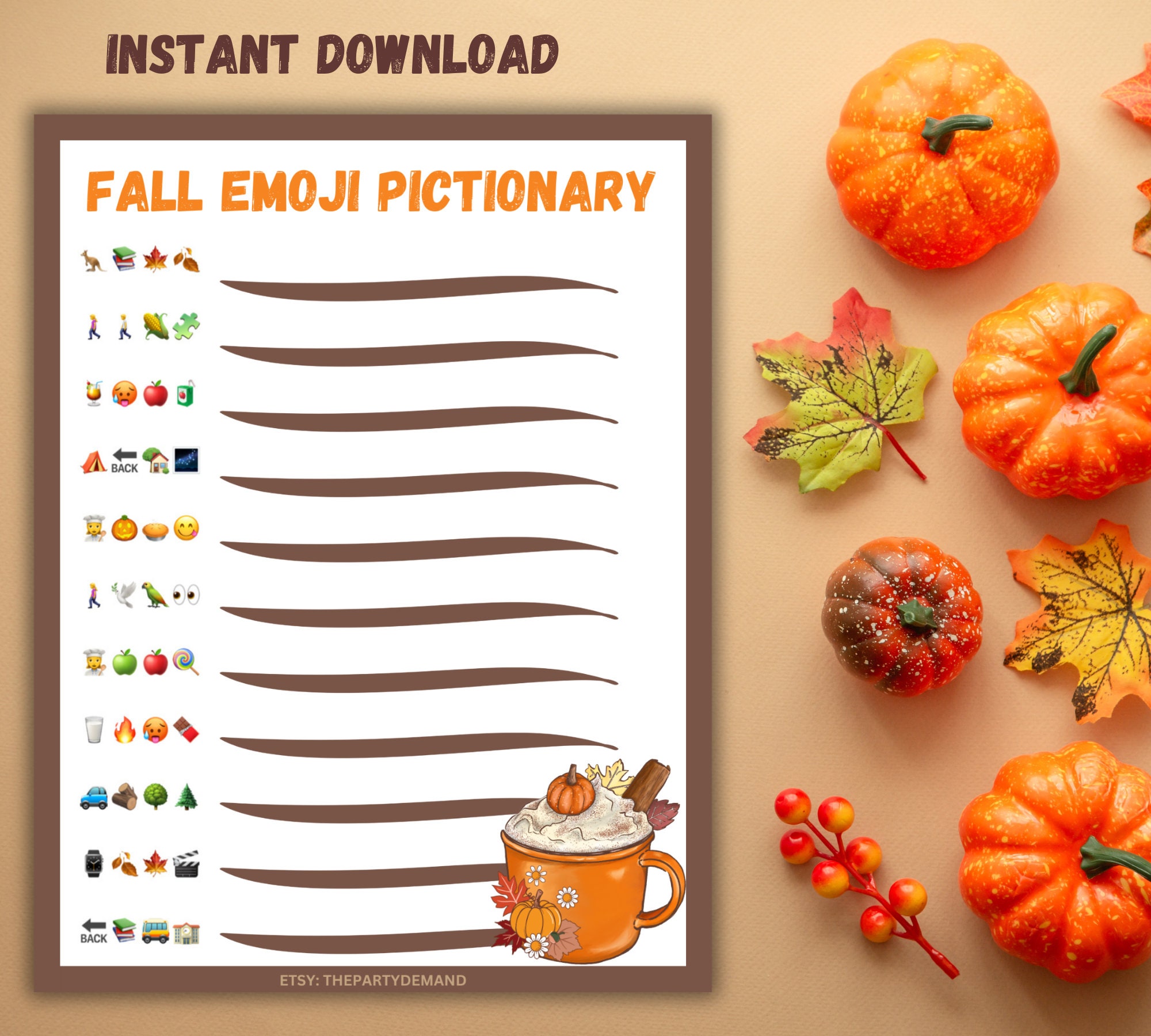 Fall Emoji Game Fall Printable Games Printable Emoji Pictionary Autumn ...