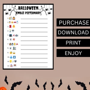 Halloween Emoji Pictionary Game: Printable Party Trivia (PDF) - Etsy