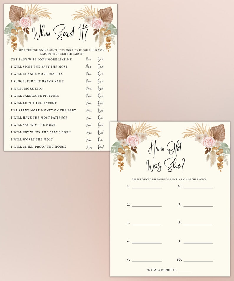 Boho Baby Shower Games - Printable Baby Shower Party Games - Baby ...