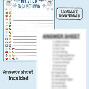 Winter Emoji Pictionary Game - Printable Emoji Christmas Game - School ...