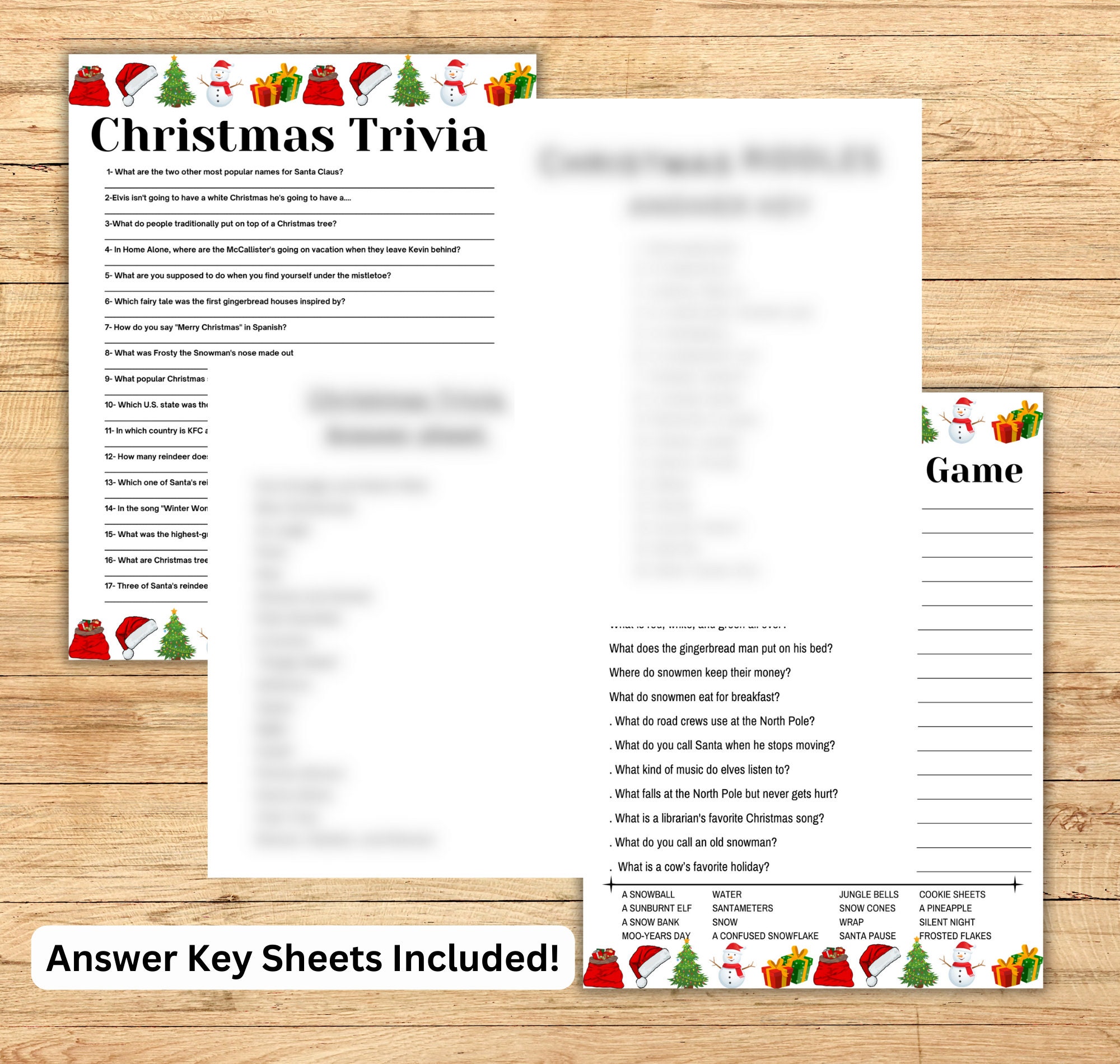 Printable Christmas Party Games Bundle Christmas Trivia Christmas Emoji ...