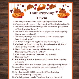 Thanksgiving Trivia Game -thanksgiving Printable Games - Trivia Game ...