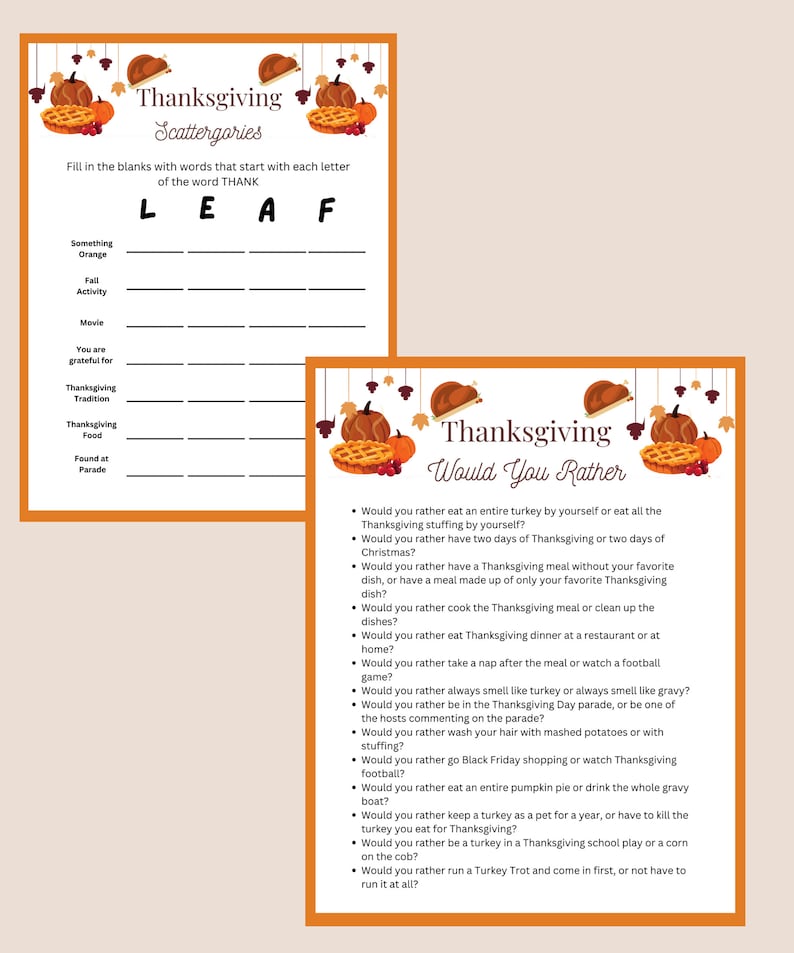 Thanksgiving Printable Games Bundle - Thanksgiving Party Games ...