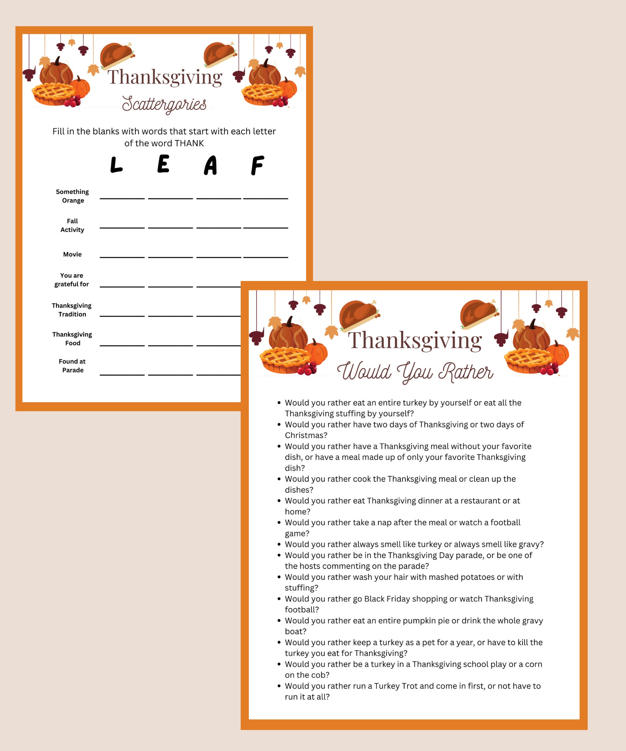 Thanksgiving Printable Games Bundle - Thanksgiving Party Games ...