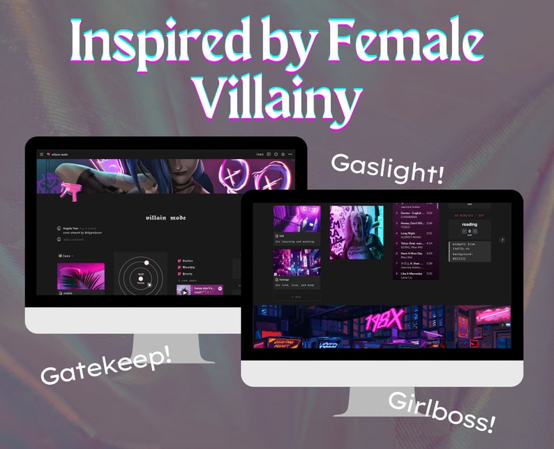 Villain Mode - Aesthetic Notion Template Neon Dark Habit Tracker ...