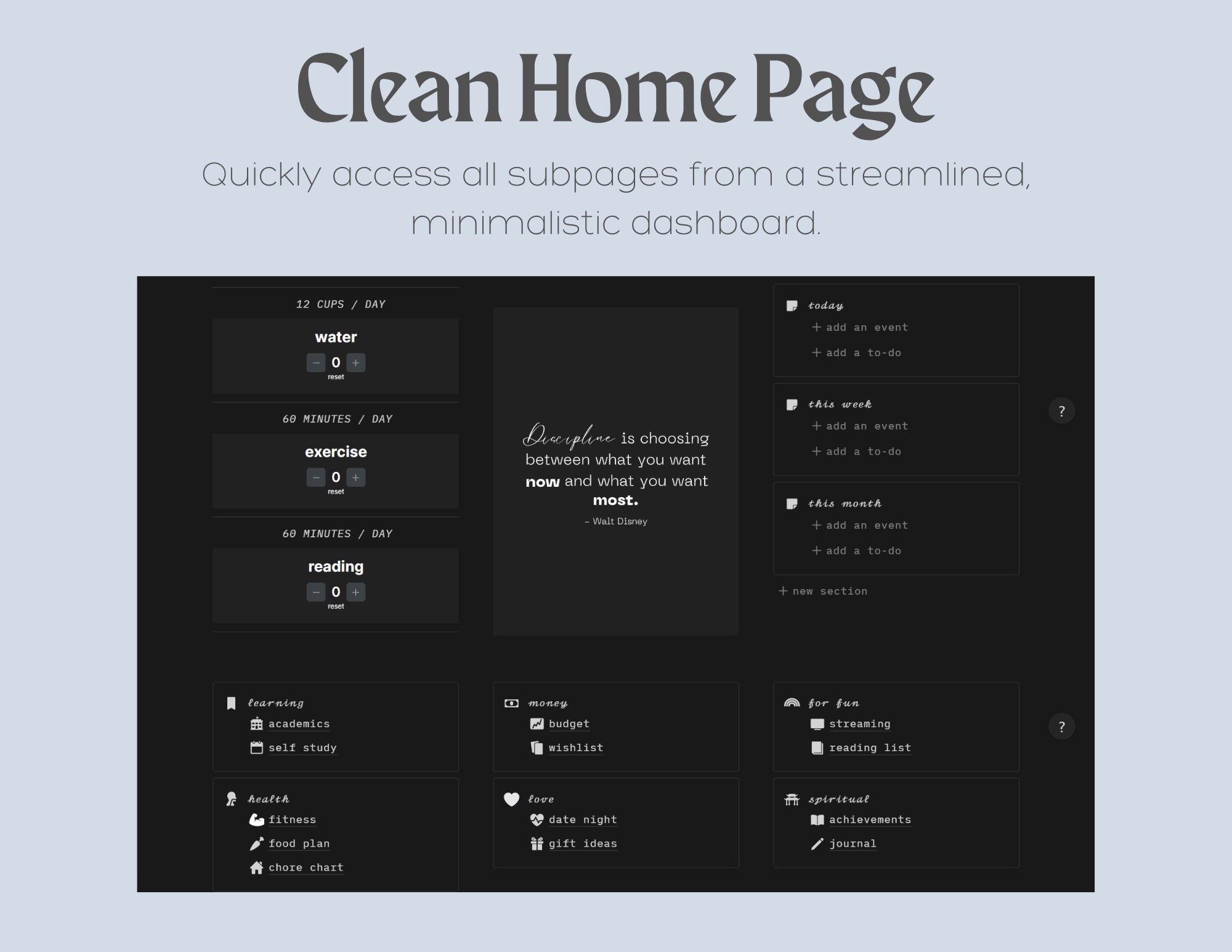 Minimalist Notion Planner Dashboard for Balanced Productive Life ... Minimalist Notion Planner Dashboard for Balanced Productive Life ...