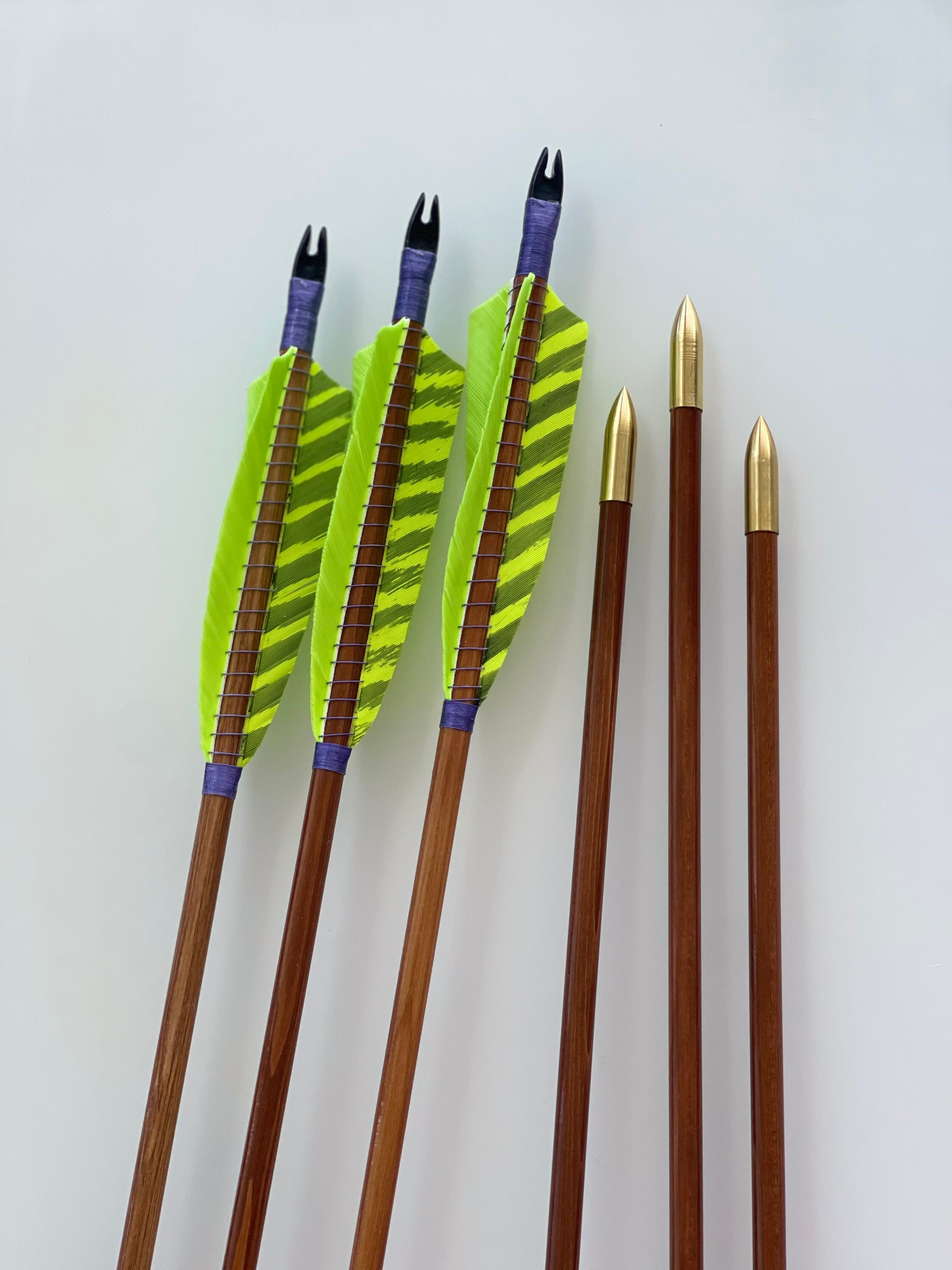 55-60# Spine, Parallel Douglas Fir Wood Arrows, (set of 3), 125 Grain ...