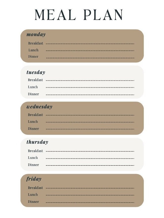 Weekly Menu Planner Printable Menu Meal Plan Grocery - Etsy