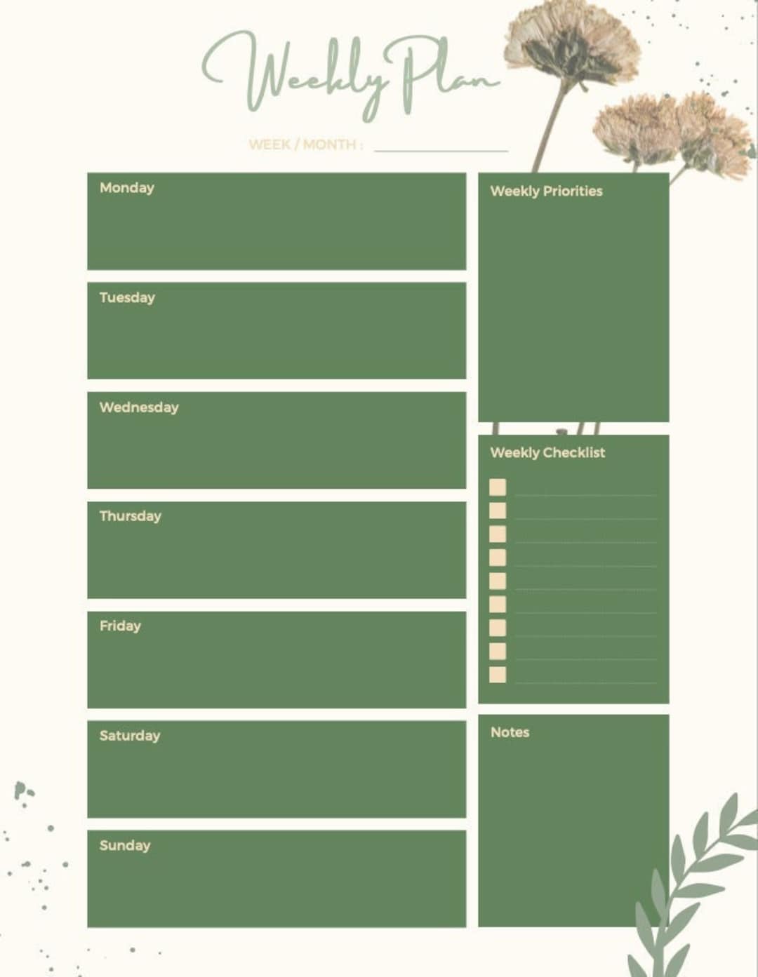 Weekly Planner | Printable Planner | Simple Planner | Easy to Use ...