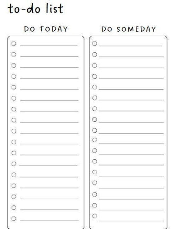 Simple Blank To-do List Printable Full Page do Today Do - Etsy