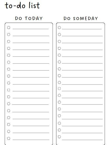 Simple Blank To-do List, Printable, Full Page {do Today, Do Someday ...
