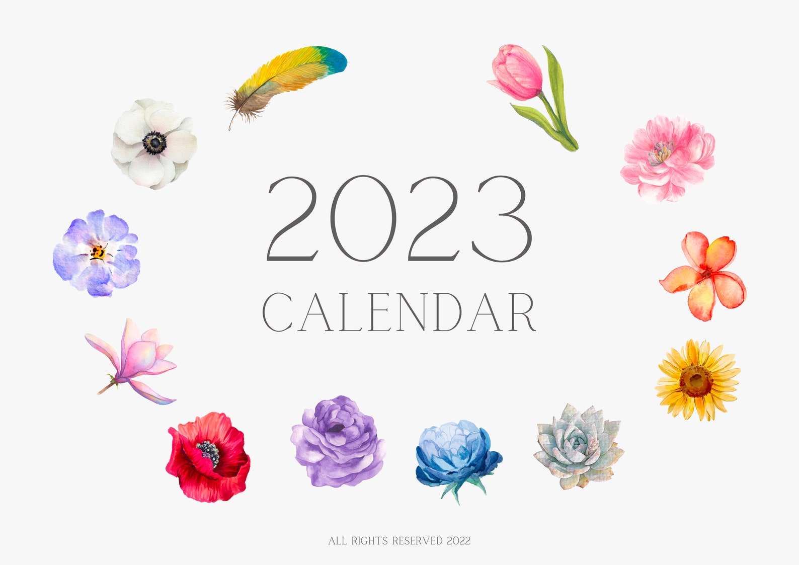 2023 Watercolor Calendar - Etsy
