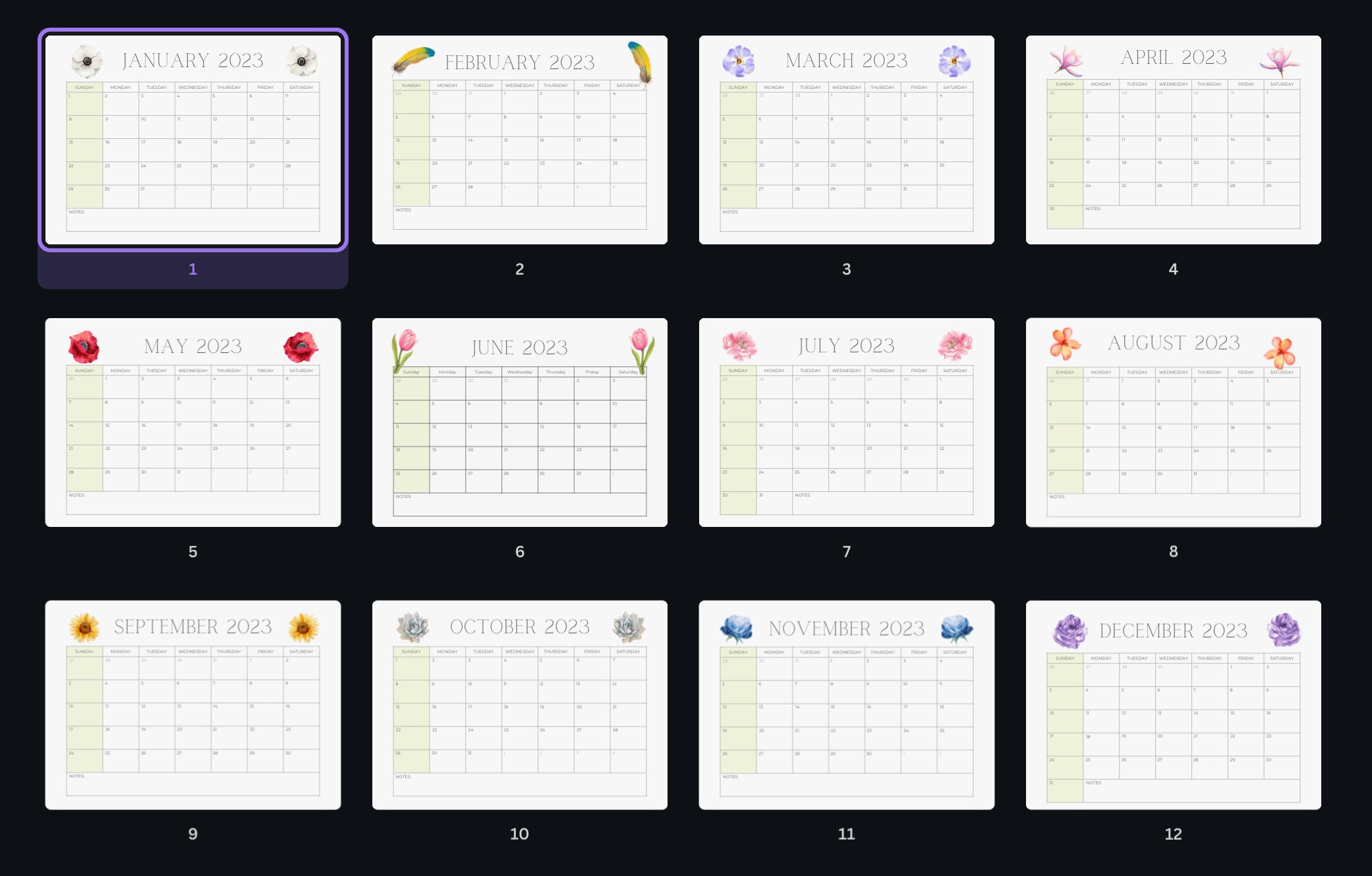 2023 Watercolor Calendar - Etsy