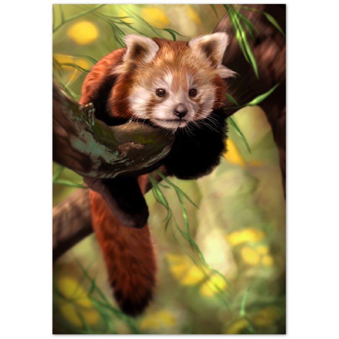 Red Panda Digital Painting Premium Matte Paper Poster - Etsy