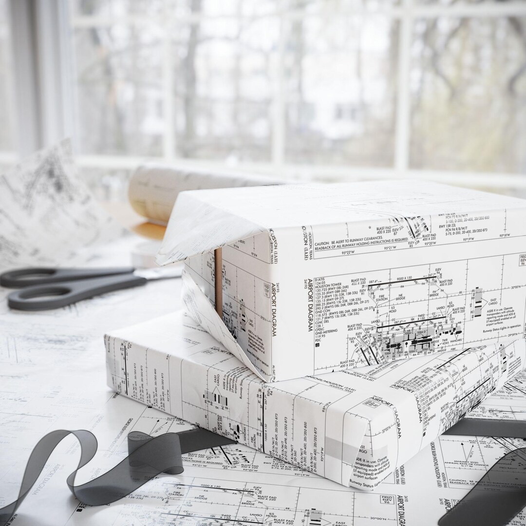 Custom Airport Diagram Wrapping Paper, Aviation Gift Wrap, SID, STAR ...