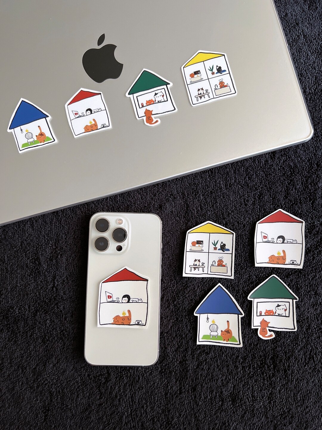 Cute Kawaii Homebody Cat Vinyl Stickers for Laptop, Water Bottle, Phone ...