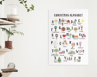 Christmas Alphabet Wall Art - Etsy