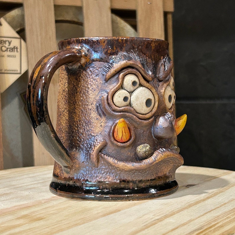 Handcrafted Monster Mug, Goblin Mug, Orc Mug, Ogre Mug, Face Mug, Cool ...