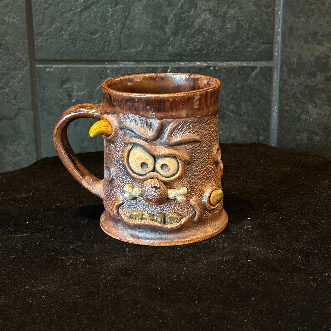 Handcrafted Monster Mug, Goblin Mug, Orc Mug, Ogre Mug, Face Mug, Cool ...