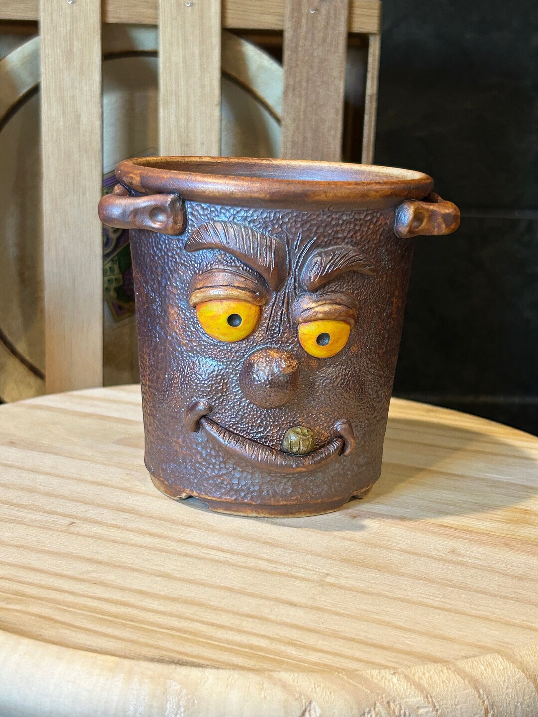 Monster Planter, Handmade Pottery, Fun Planter, Grumpy Planter, Goblin ...