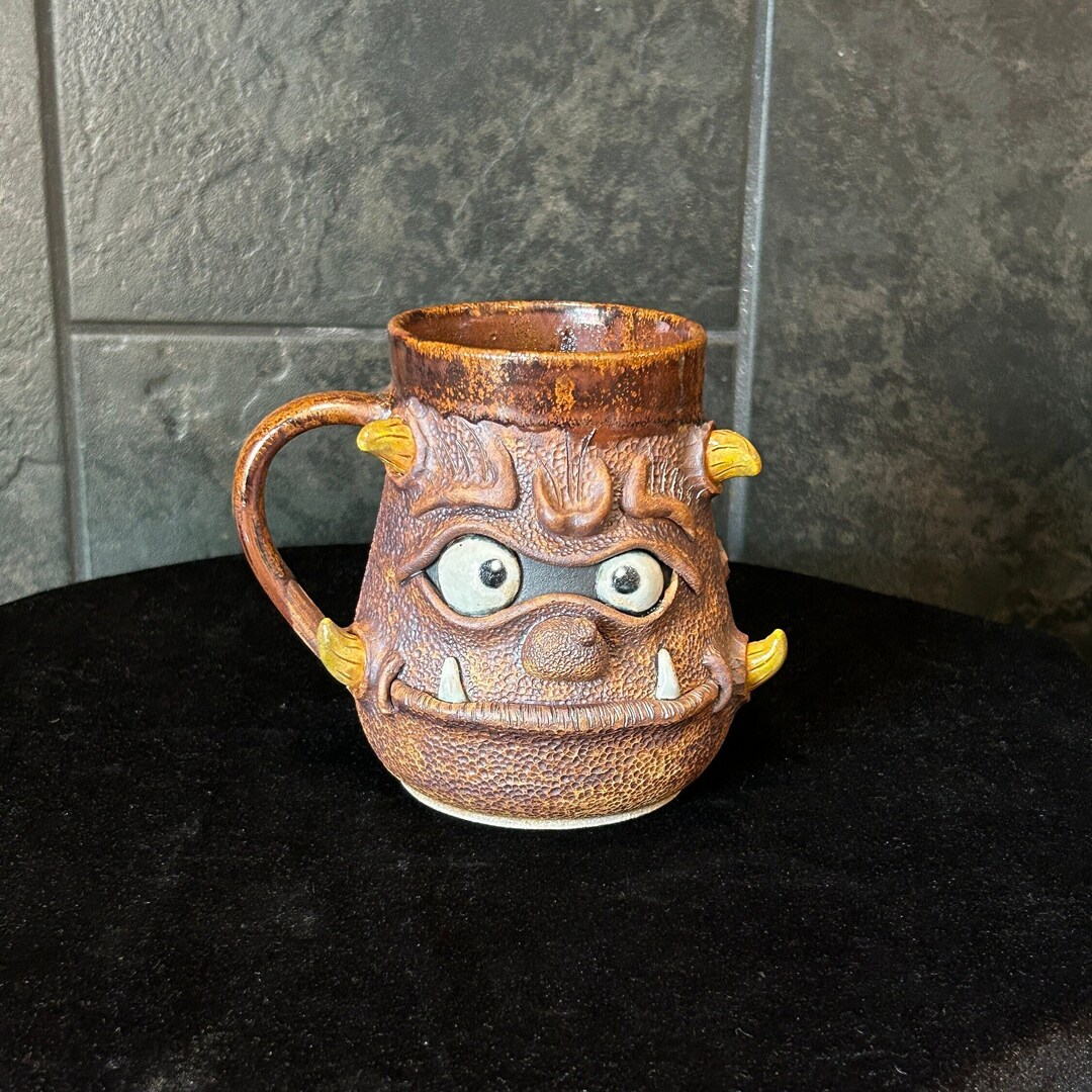 Handcrafted Monster Mug, Goblin Mug, Orc Mug, Ogre Mug, Face Mug, Cool ...