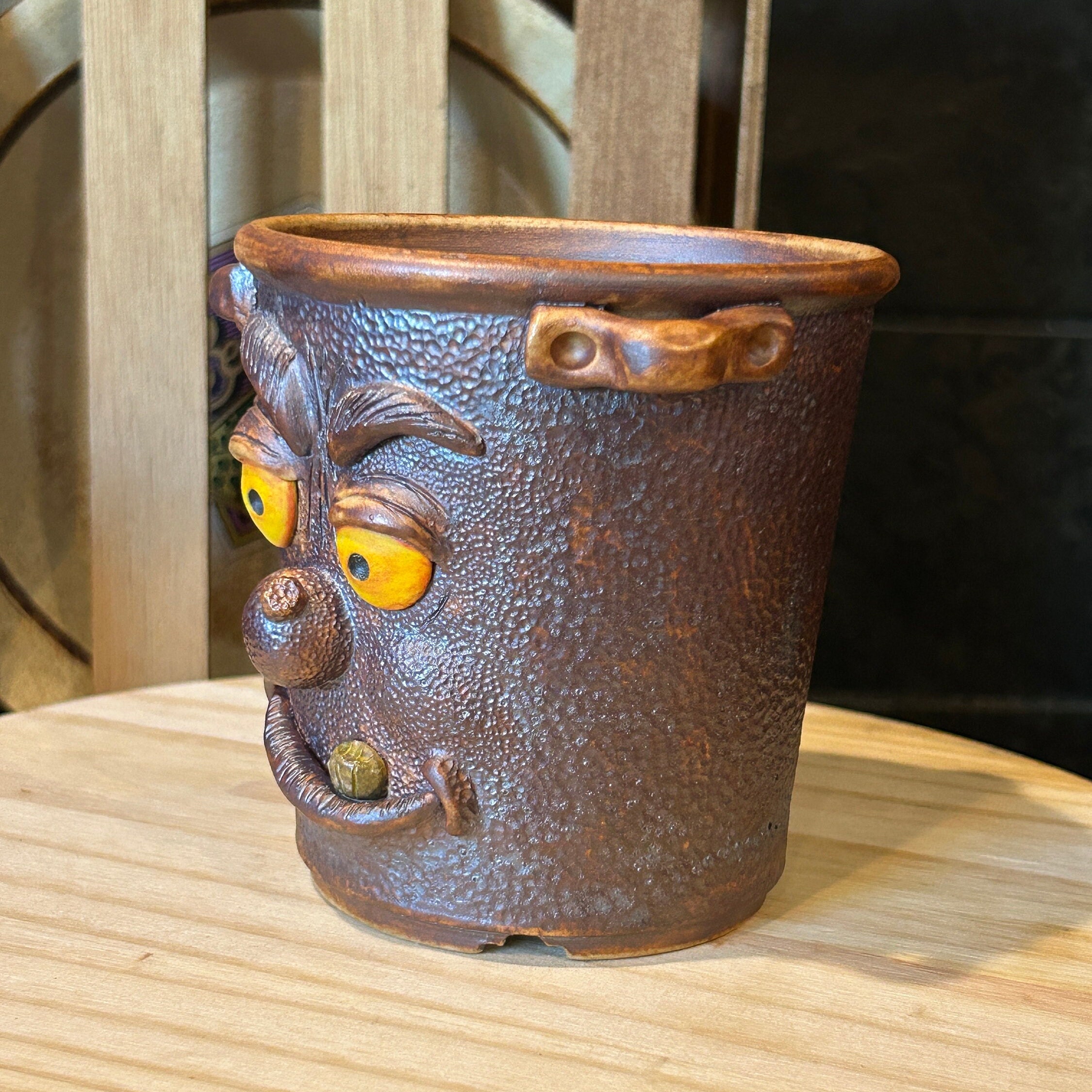 Monster Planter, Handmade Pottery, Fun Planter, Grumpy Planter, Goblin ...