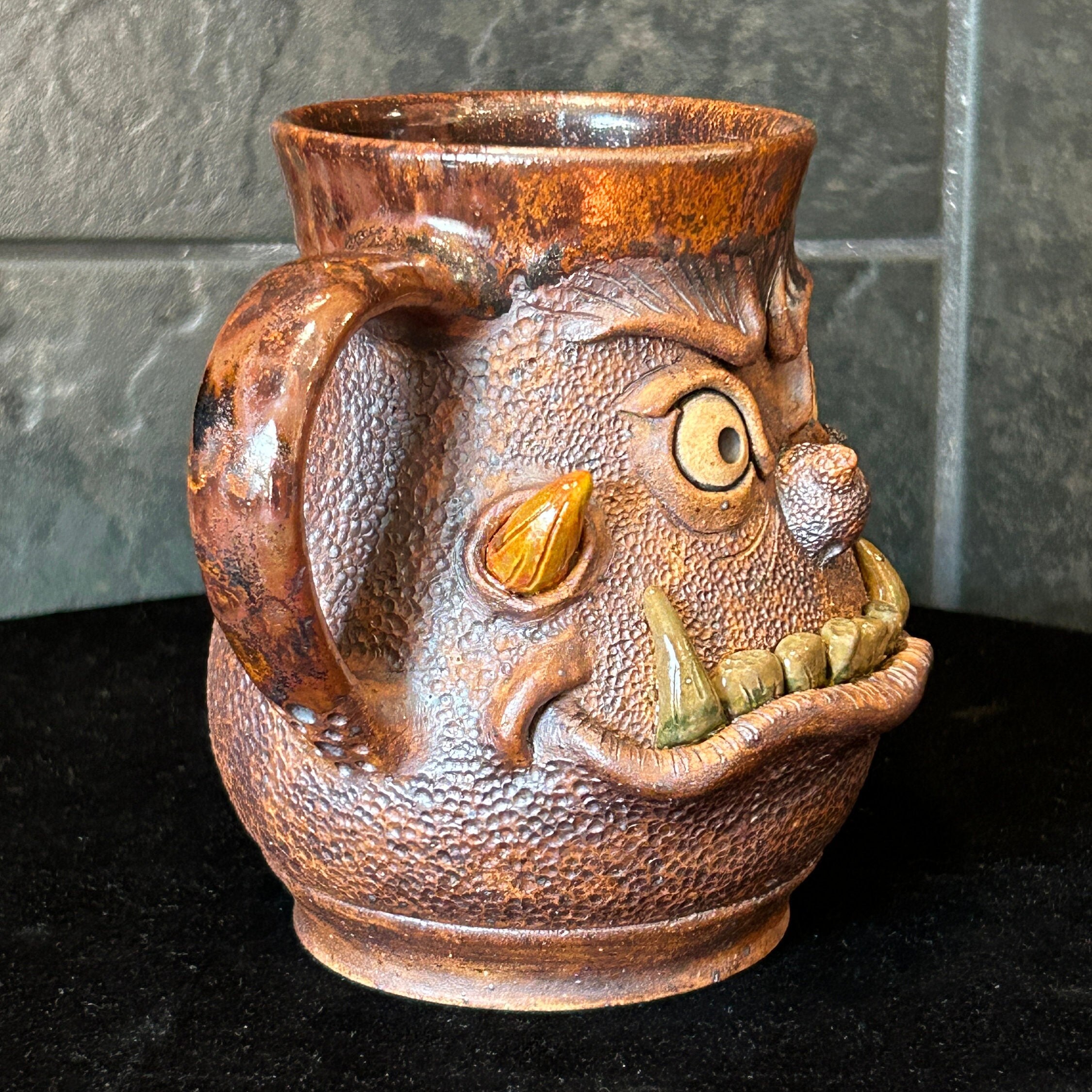 Handcrafted Monster Mug, Goblin Mug, Orc Mug, Ogre Mug, Face Mug, Cool ...