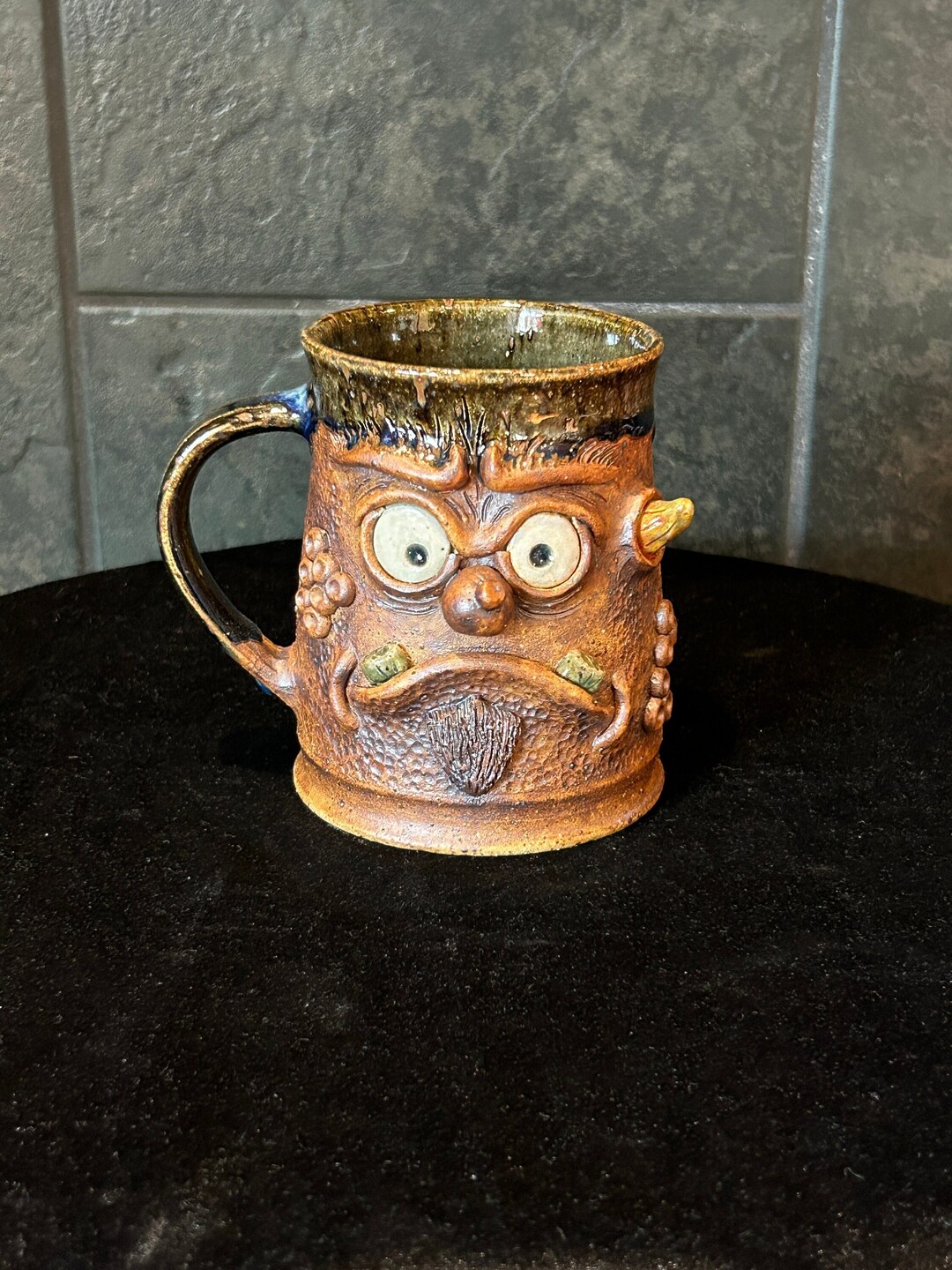 Handcrafted Monster Face Mug: Iron Oxide Glaze, Jumbo Coffee Mug - Etsy