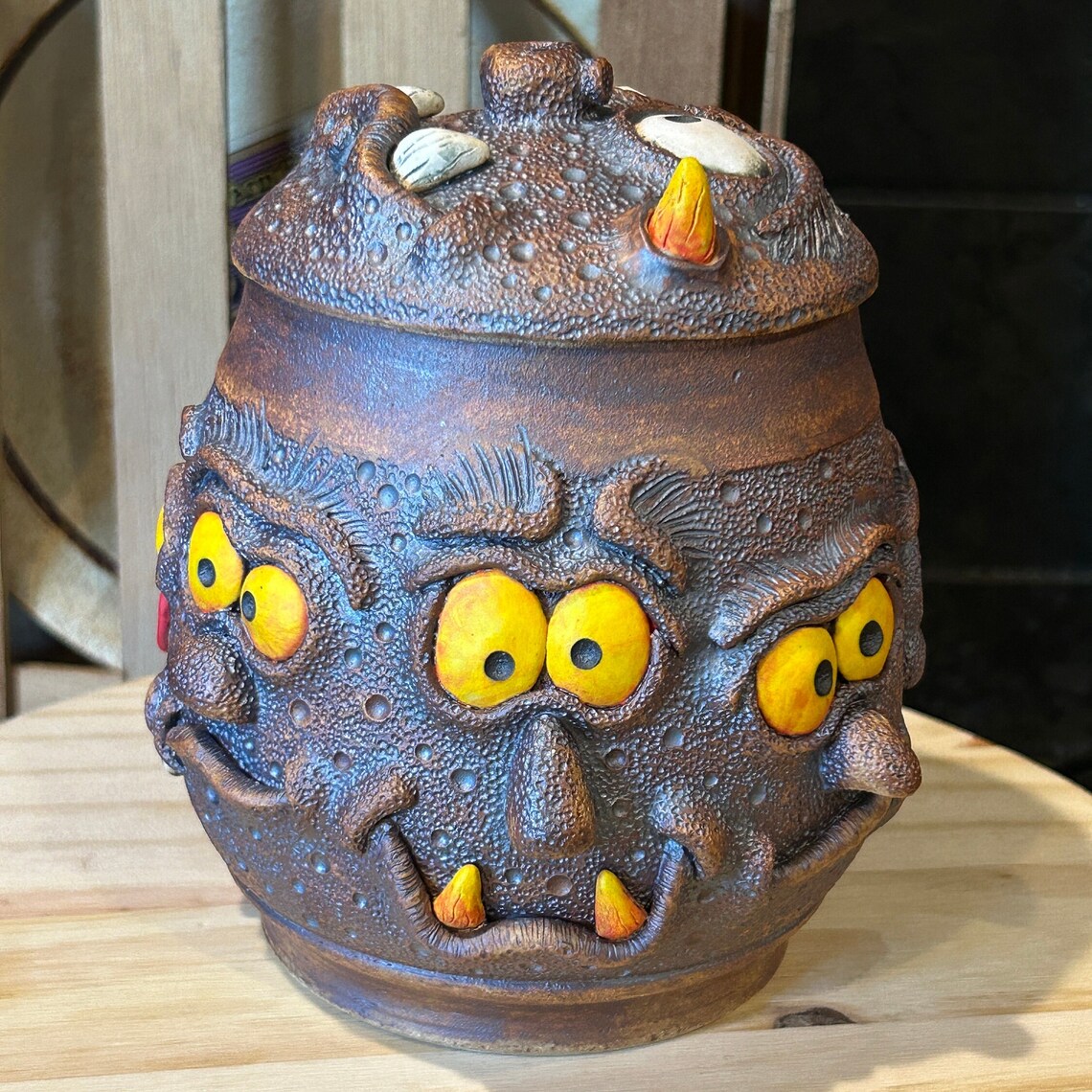 Monster Pottery, Goblin, Ogre, Troll, Orc, Candy, Coffee, Handcrafted, Storage Jar, Man Cave ...