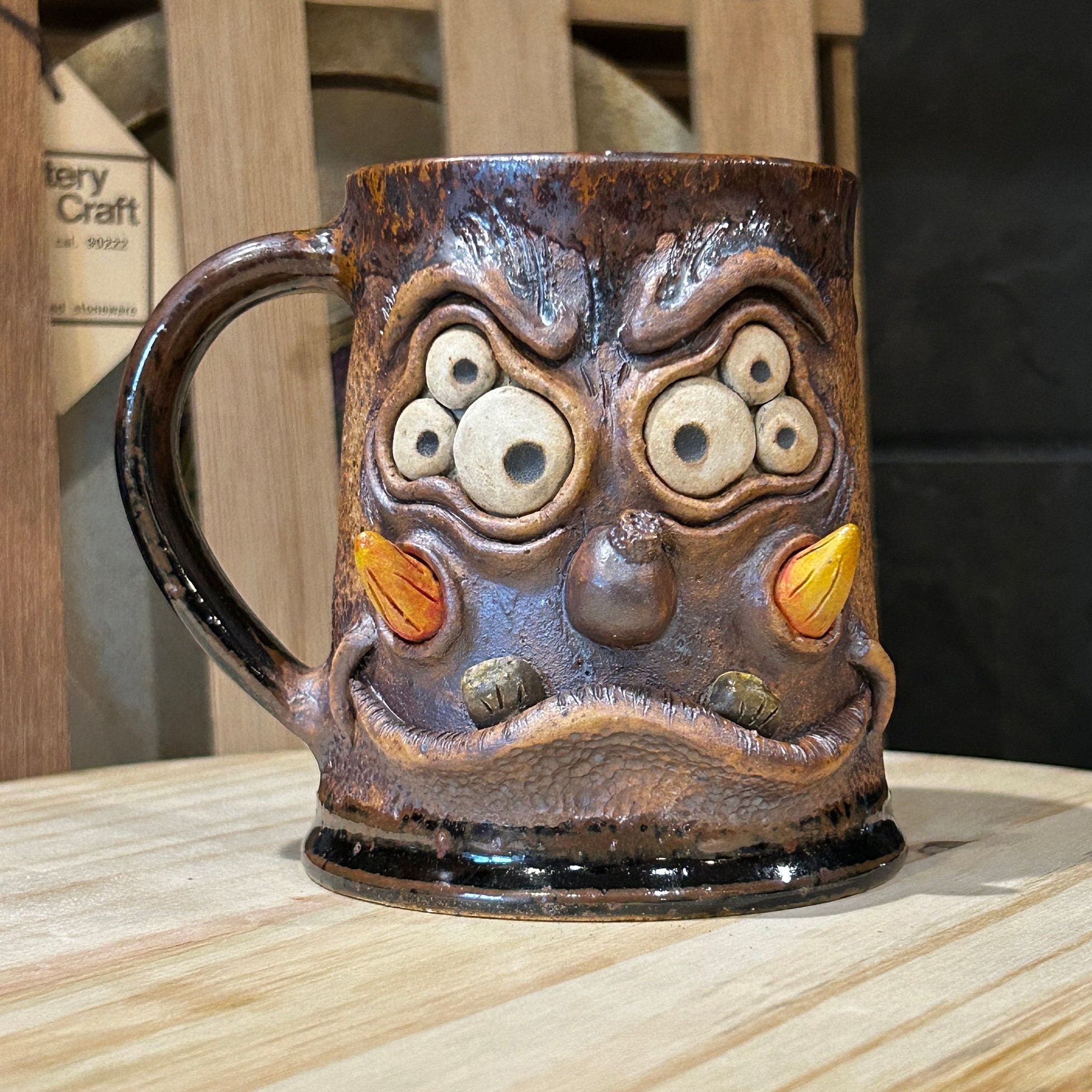 Handcrafted Monster Mug, Goblin Mug, Orc Mug, Ogre Mug, Face Mug, Cool ...